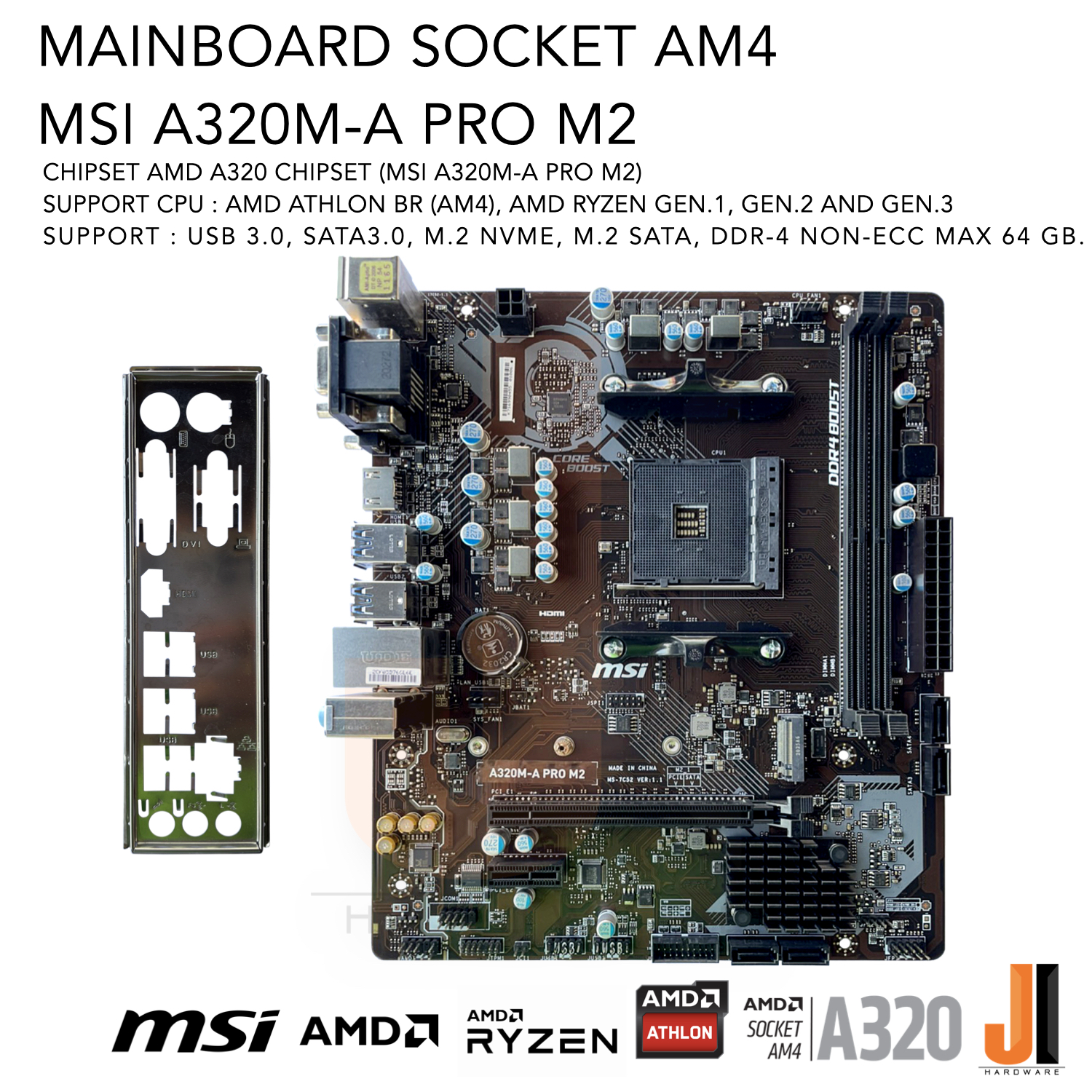 Mainboard MSI A320M-A Pro M2 Socket AM4 (สินค้ามือสองสภาพดีมีการรับ ...