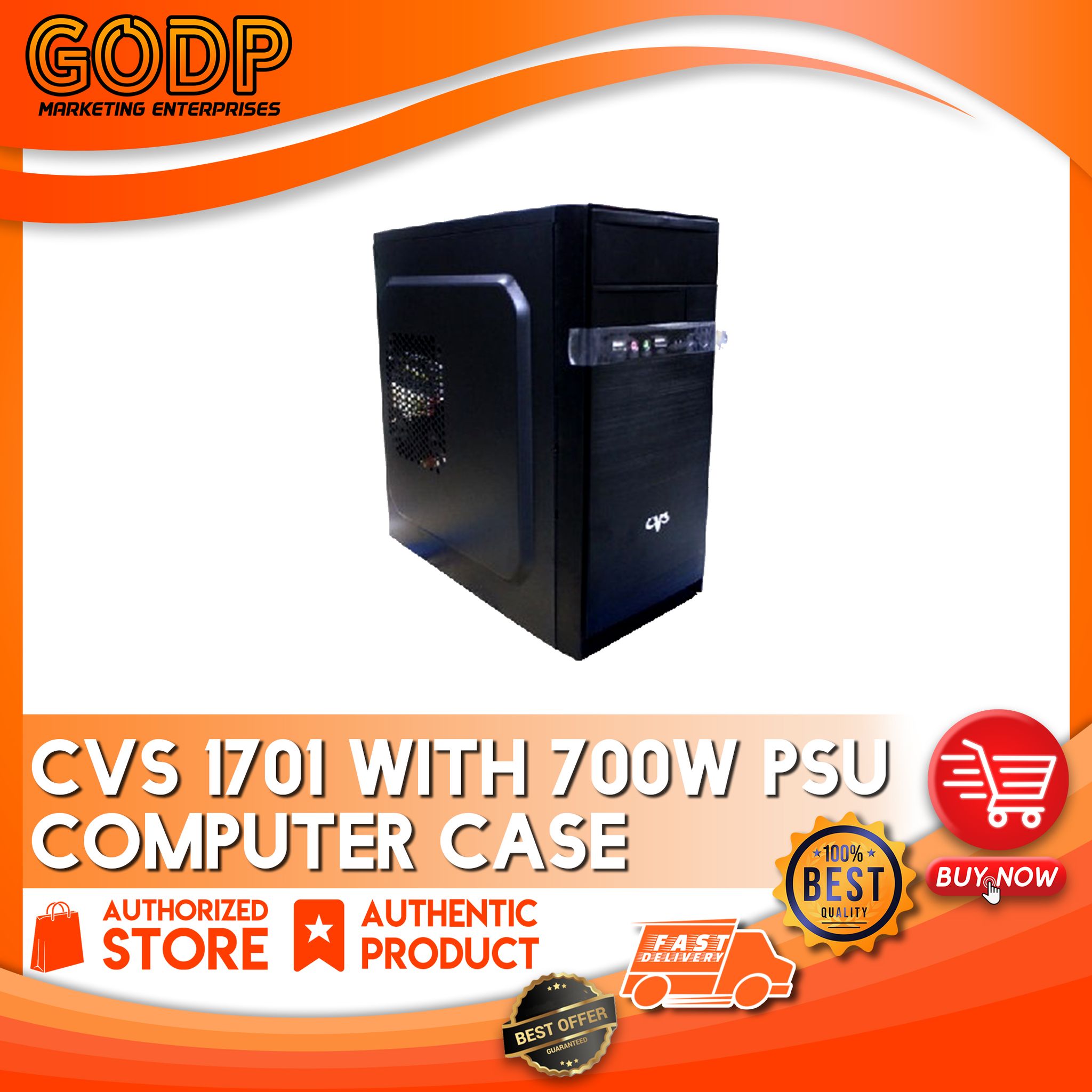 CVS 1701 Computer Case with 700W Small 80MM Fan PSU BLACK (M-ATX ...