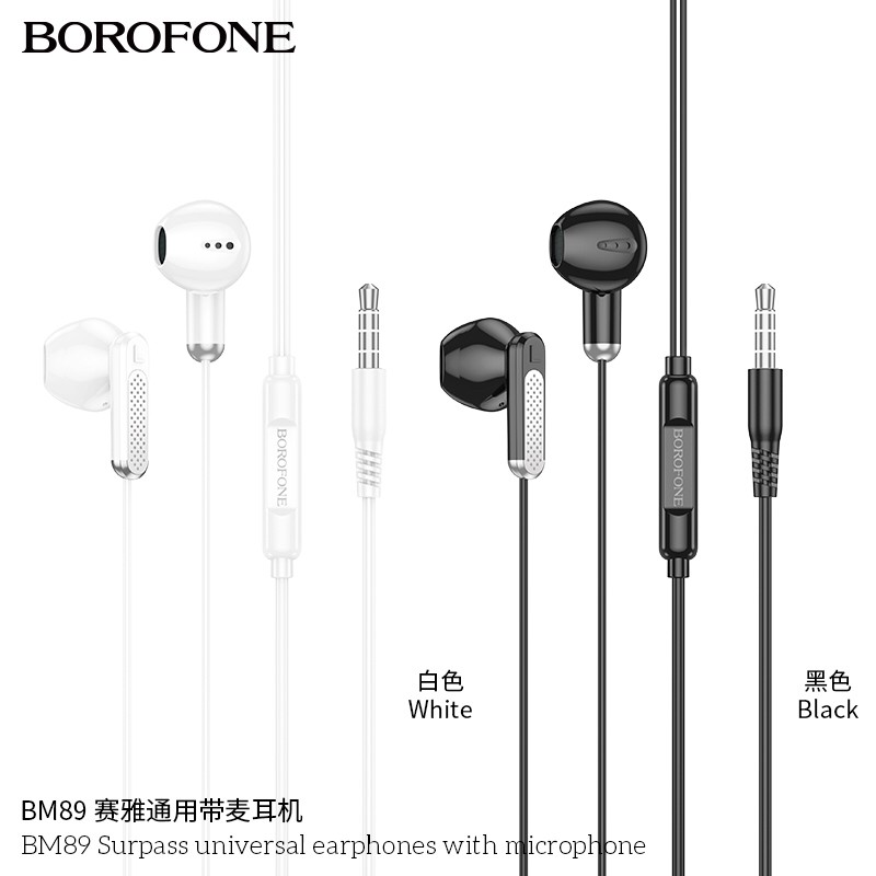 BOROFONE BM89 หูฟังมีสายแจ๊ค type-c / 3.5มม. สีขาว/ดำ | Lazada.co.th