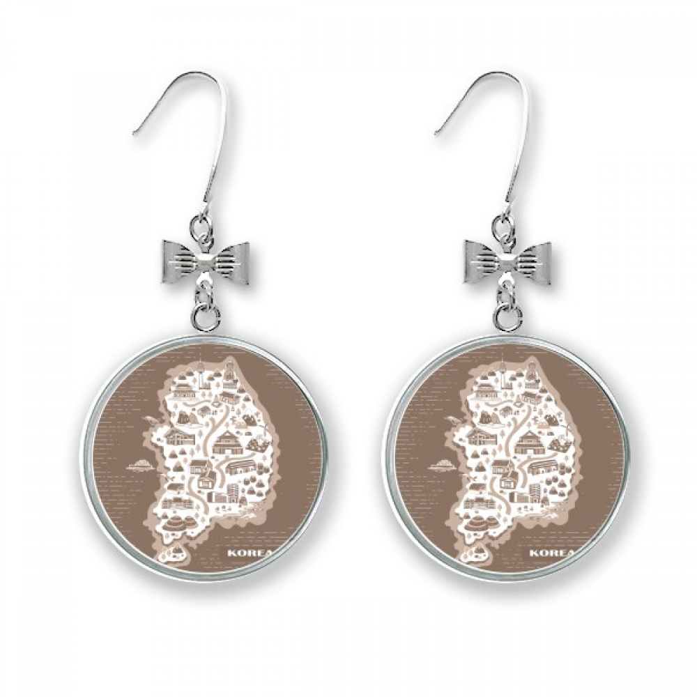 korean map seoul and busan bow ears drop stud pierced hook | Daraz.com.np