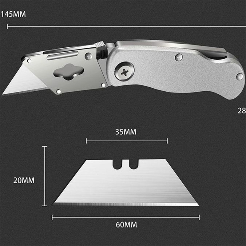 Folding Box Knife, Lightweight Aluminum Body Belt Clip, Quick Change ...