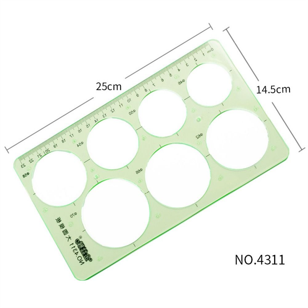 Plastic Transparent Oval Green Measuring Tool Circles Template Ruler ...