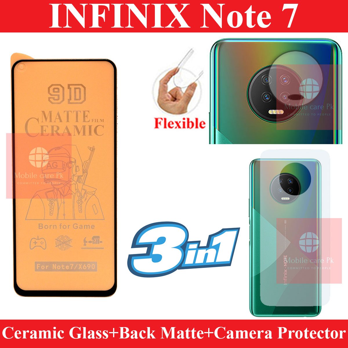 Infinix Note 7 Ceramic Matte Unbreakable Antishock Hybrid Film 9D/11D ...