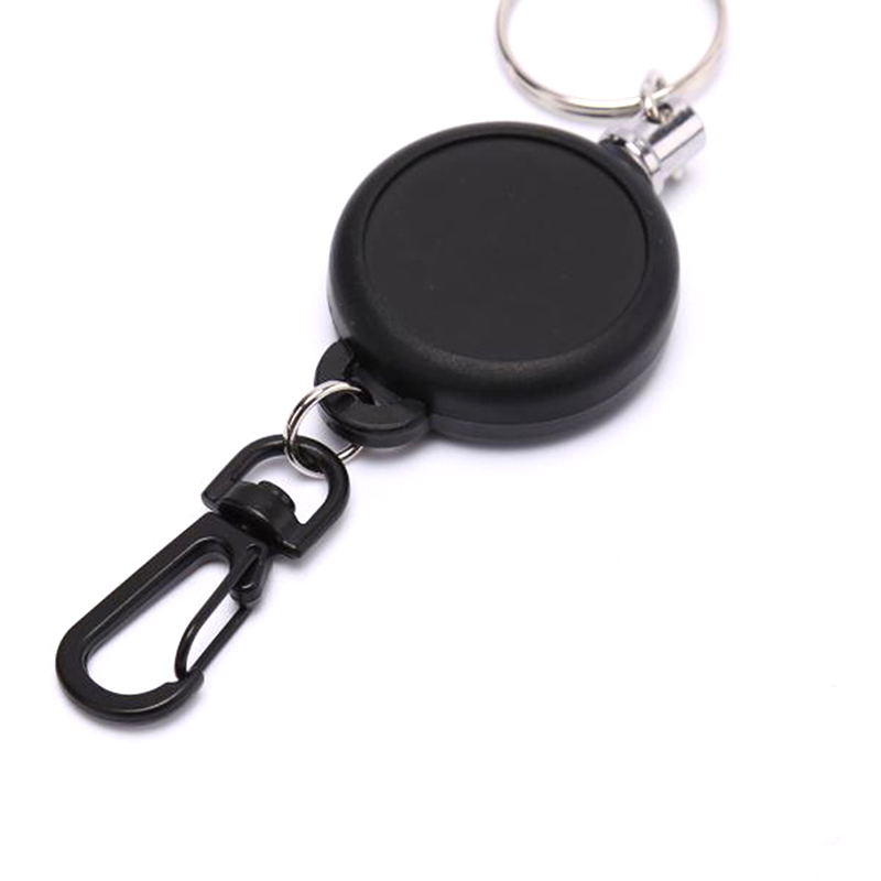 1PC Retractable Pull Key Chain Reel ID Badge Black Card Holder 60CM ...