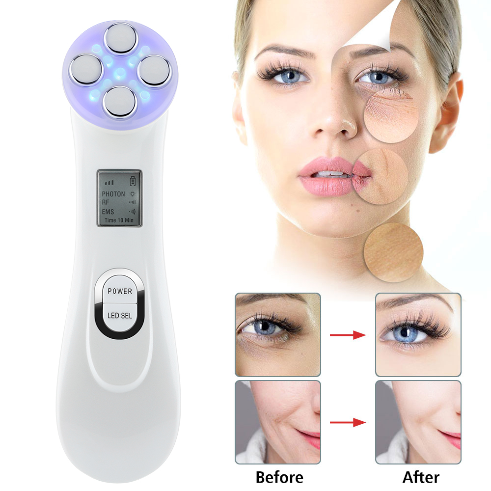 5-color LED EMS Face Lifting Massager Microcurrent Skin Rejuvenation Care Facial Importer Face ...