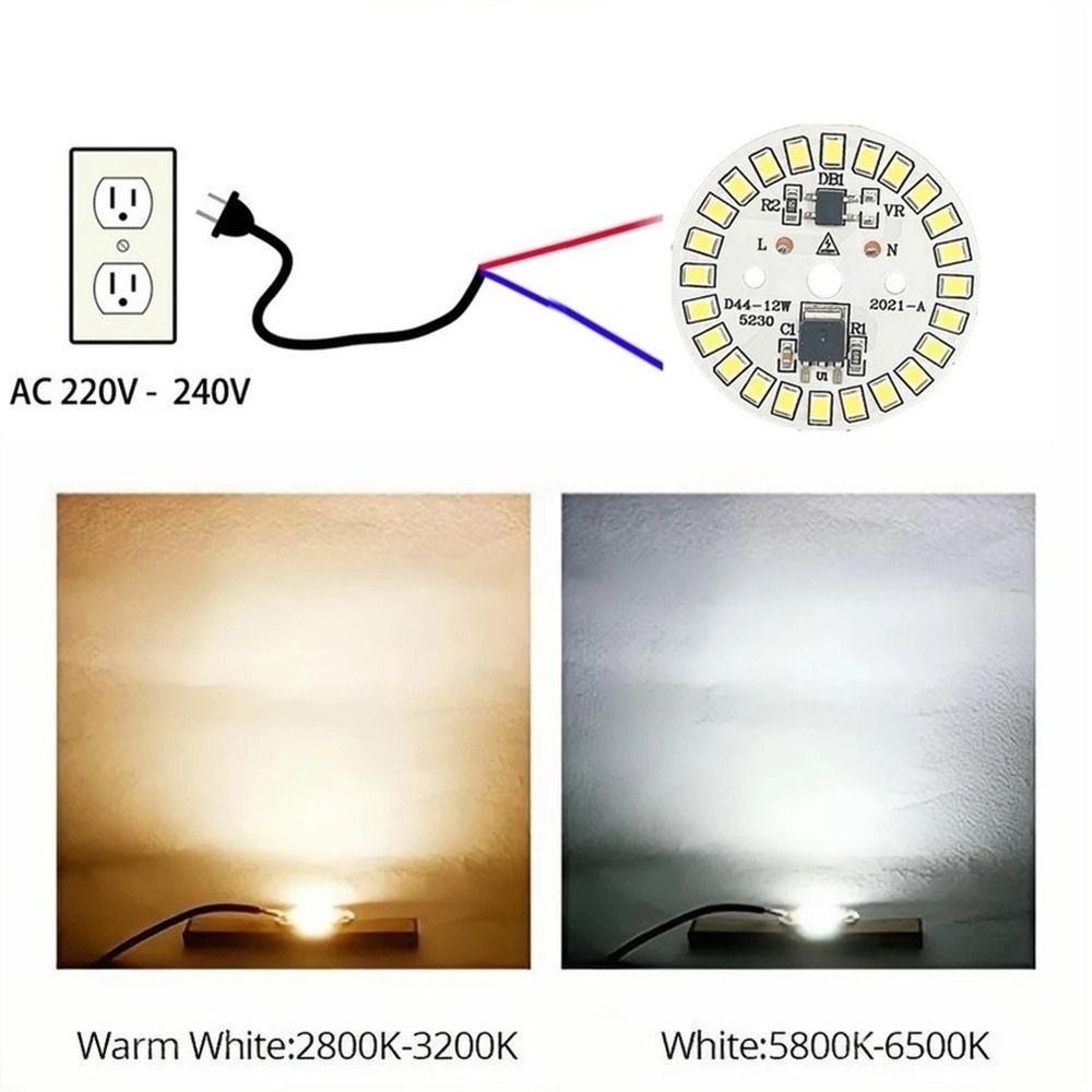 5pcs Round LED Chip Warm White IC Driver 3W 5W 7W 9W 12W SMD 2835 ...