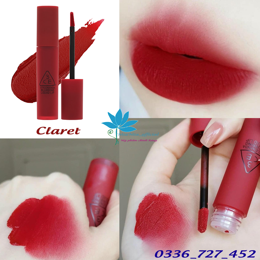 Son Kem Tint 3CE Blurring Liquid Lip Claret – Màu Đỏ Anh Đào Đậm Tôn Da ...