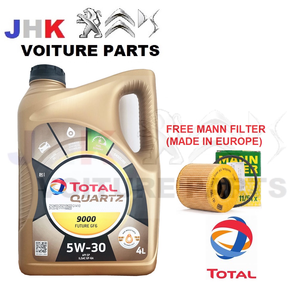 Total Quartz9000 5W30 4L/4.5L (Full-Synt) ACEA C2 Engine Oil For ...