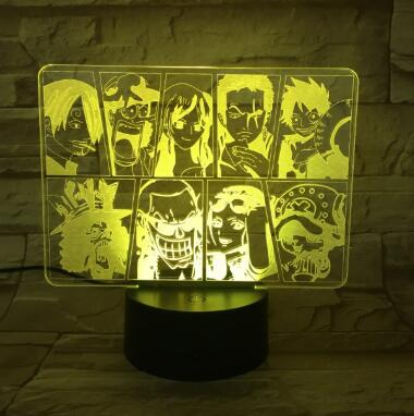 NEW 【Innovative design】One Piece 3D LED Night Light 7 Color Changing ...