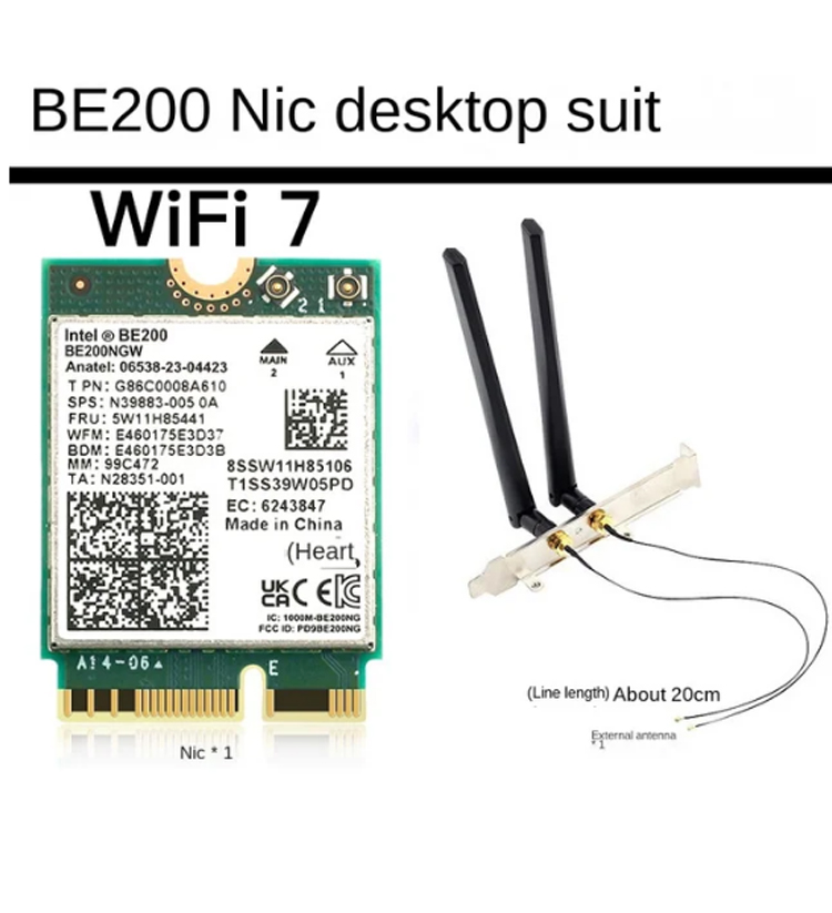 Intel BE200 WIFI 7 Wireless Wifi Card WiFi 6E BE200NGW Bluetooth 5.4 ...