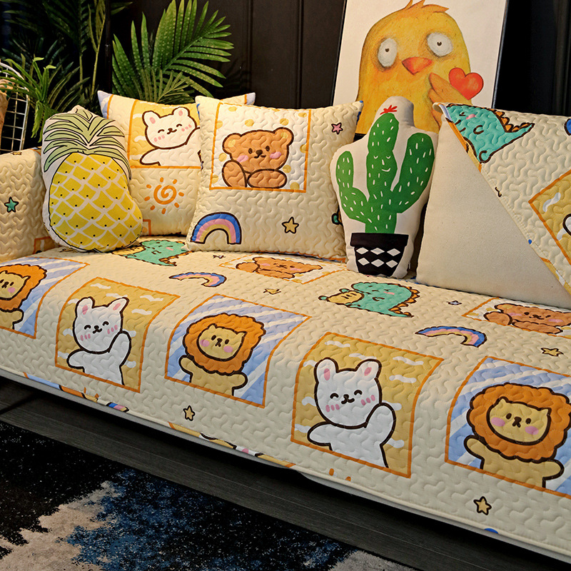 dongmeiwens Cotton Machine Washable Cartoon Sofa Cushion Non slip Combination Cartoon Cute ...
