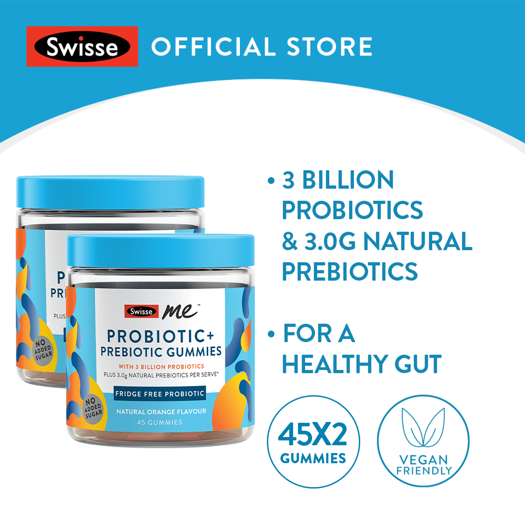 [Twin Pack] Swisse Adults Probiotic + Prebiotic Gummies 45 Pack ...