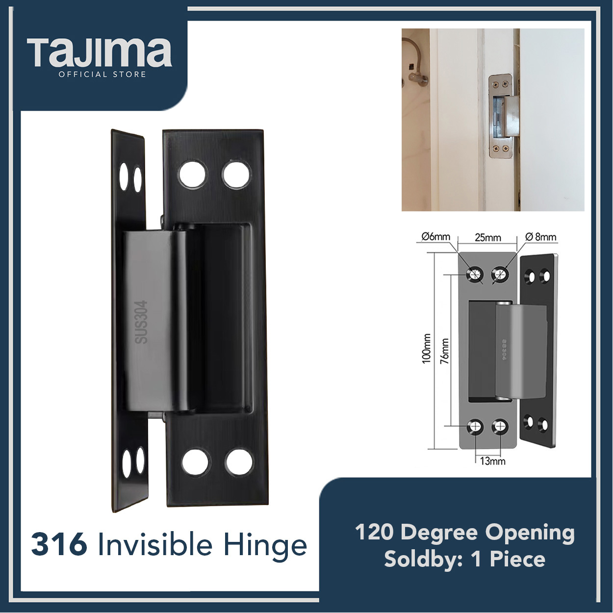 Invisible Hinge for Door Concealed Hidden 120 Degree Opening | Lazada PH