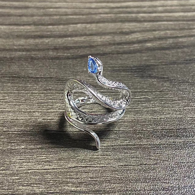 Topaz Spirit Snake Open Ring Women's Niche Design Ins Cold Style Snake ...