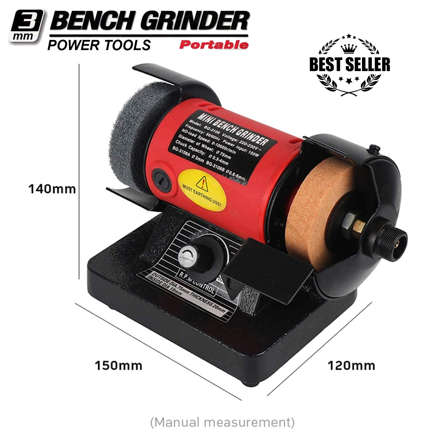 3mm Mini Bench Grinder / Sander Electric Drill Versatility Grinding ...