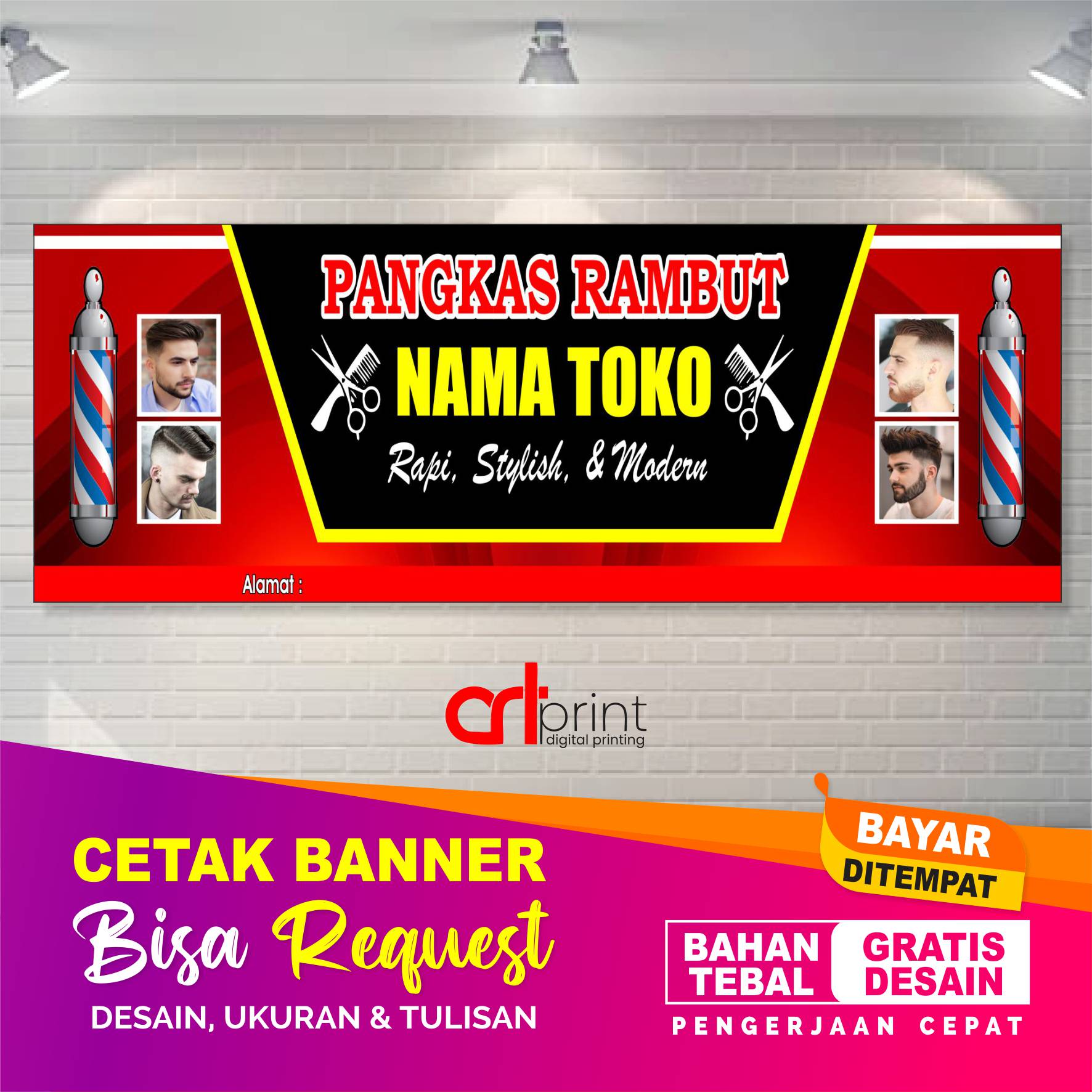 Cetak Spanduk Pangkas Rambut Model terbaru - Banner Haircut boy ...