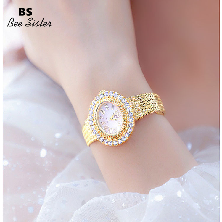 BS Bee Sister นาฬิกาข้อมือผู้หญิง1709,นาฬิกาควอตซ์กันน้ำสายโลหะผสมสเตน ...