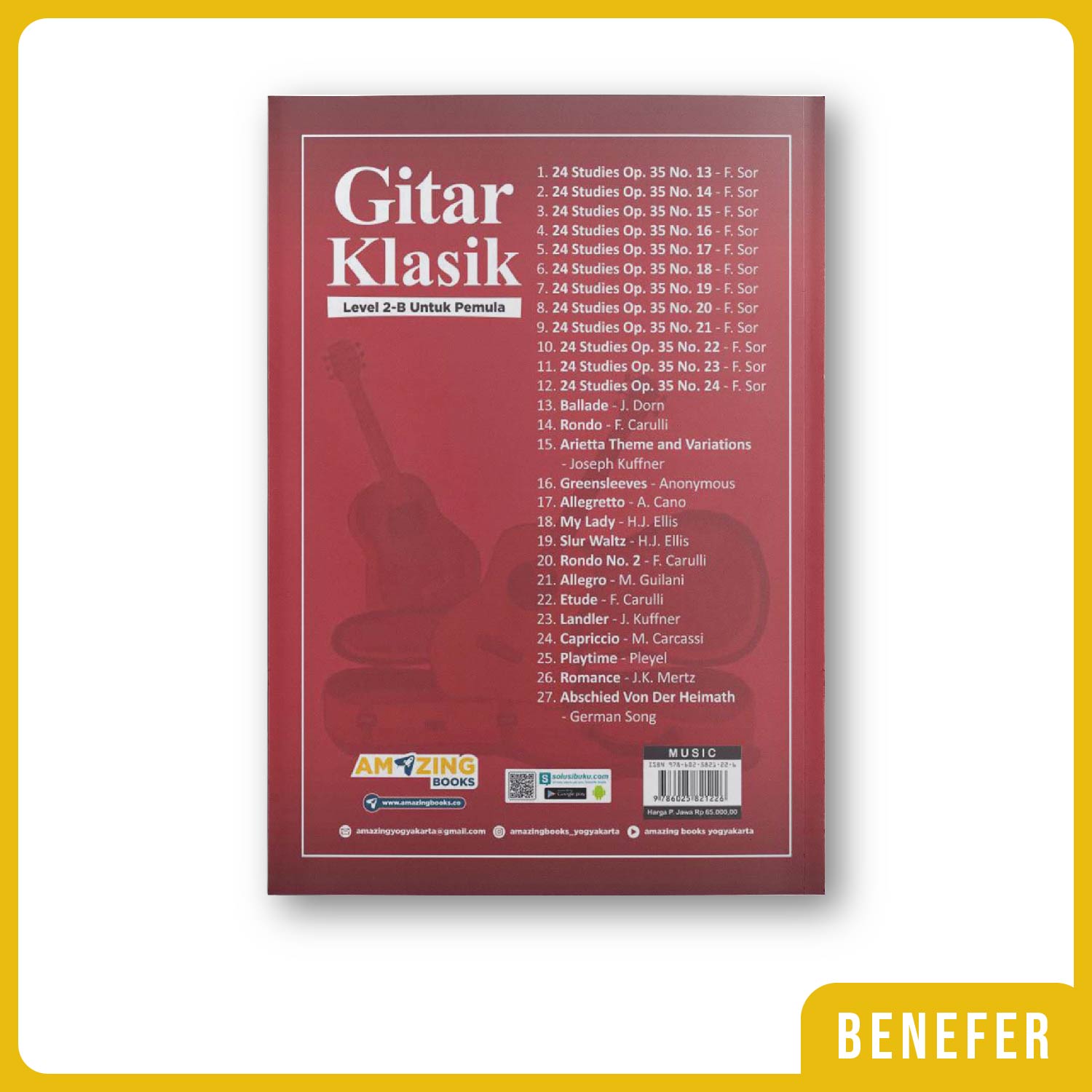 Buku Gitar Klasik Untuk Pemula Not Balok Tablature Penjarian | Lazada ...