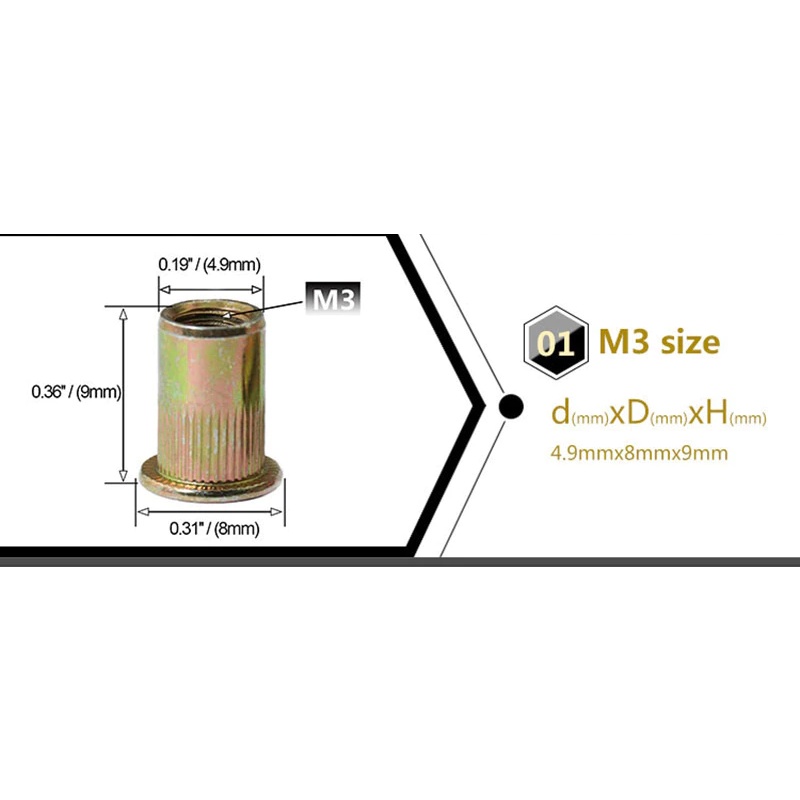 50Pcs Multi Size Rivet Nuts M3 M4 M5 M6 M8 M10 M12 Carbon Steel ...