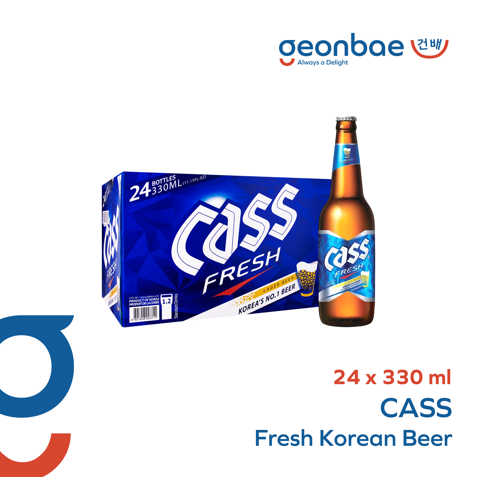 Geonbae Cass Beer 24 x 330ml Bottle | Lazada Singapore