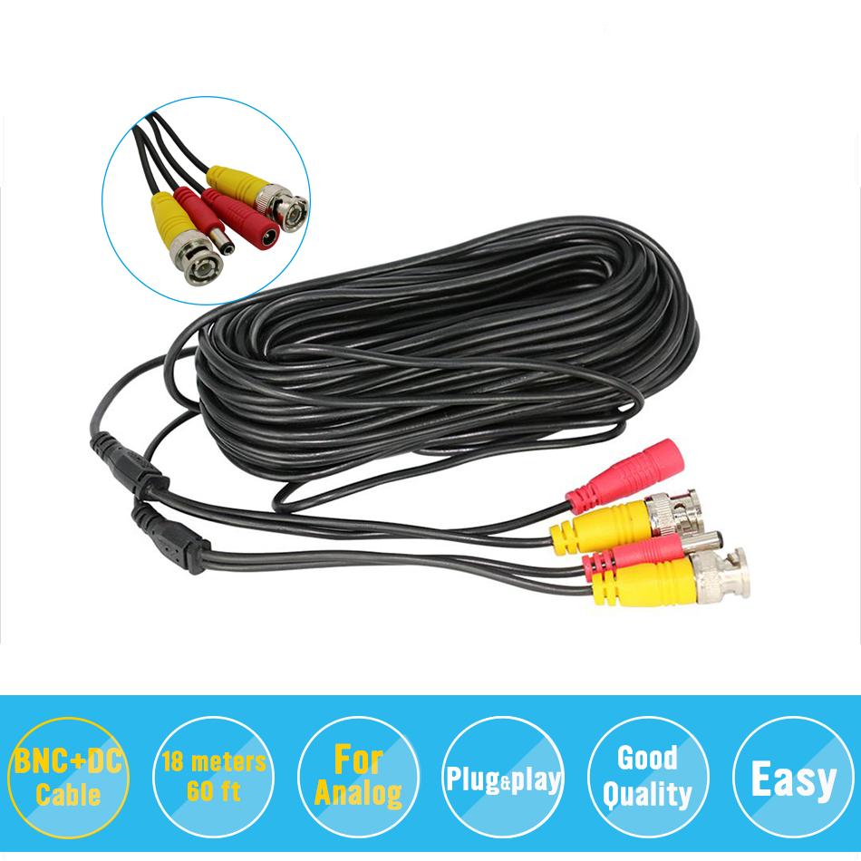 【SkinHorizon】BNC Video Power Siamese Cable 59ft 18m for Analog AHD CVI ...