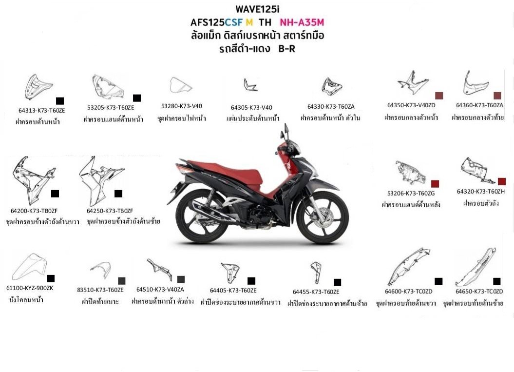 ชุดสี Wave125i Led ล้อแม็กซ์ (AFS125CSFM TH) สีดำ-แดง **ไม่รับเก็บเงินปลายทาง** (สินค้าพรีออ ...