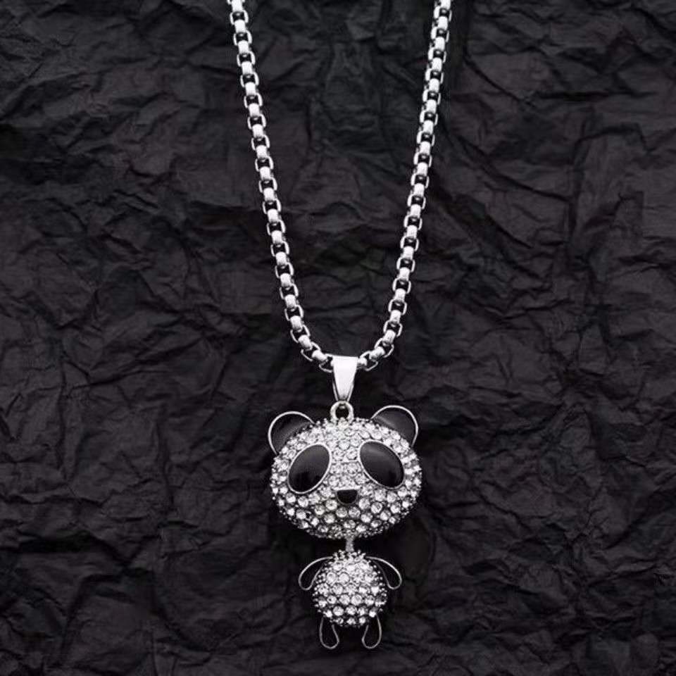 Full Diamond Cute Little Panda Necklace Light Luxury Niche Hip Hop ...