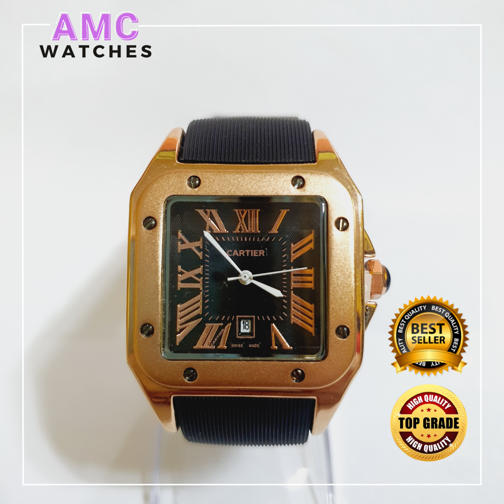 Black Dial Casual Rubber Strap Watch for Men High Quality Analog Watch ...