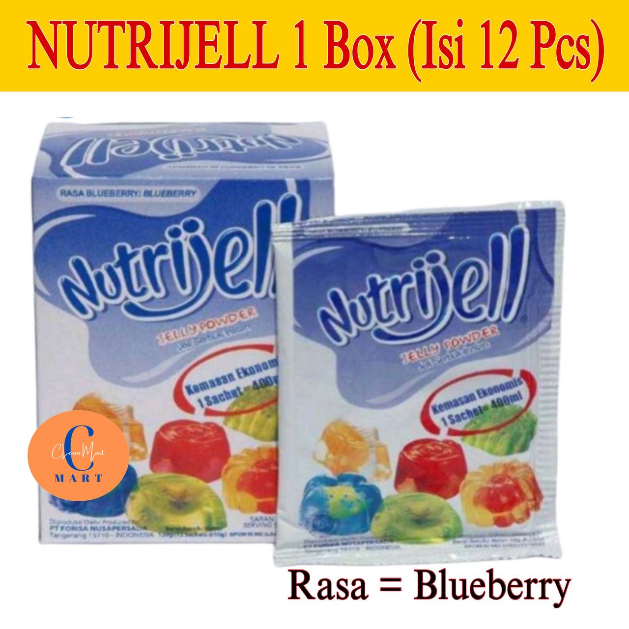 Nutrijel Jelly Instant 10gr Rasa Blueberry Kemasan Ekonomis 1 Pack / 12 ...