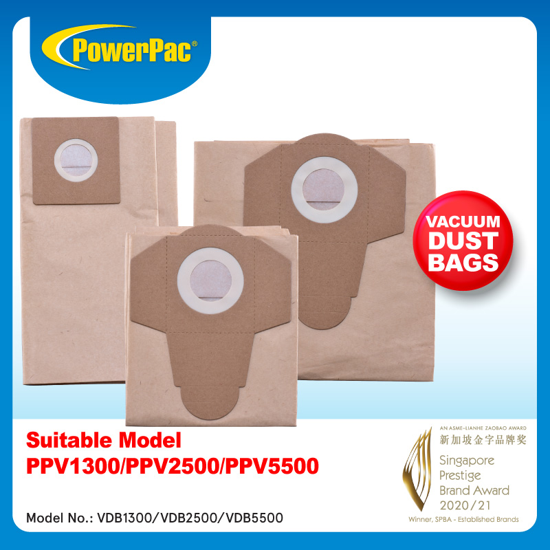 PowerPac Compatible Vacuum Cleaner Paper Dust Bags (VDB1300/VDB2500 ...