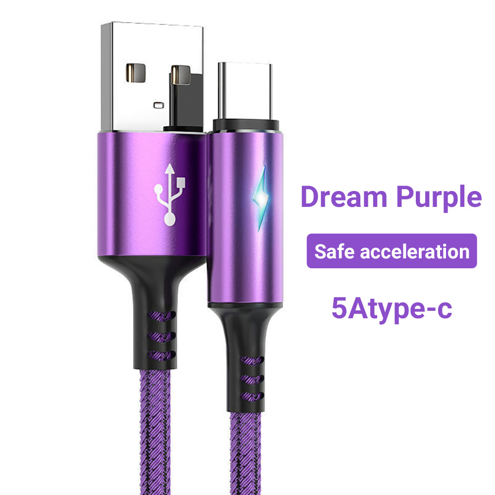 1.2Meter 5A Fast charger cable for Android Micro USB L Type C with Led ...