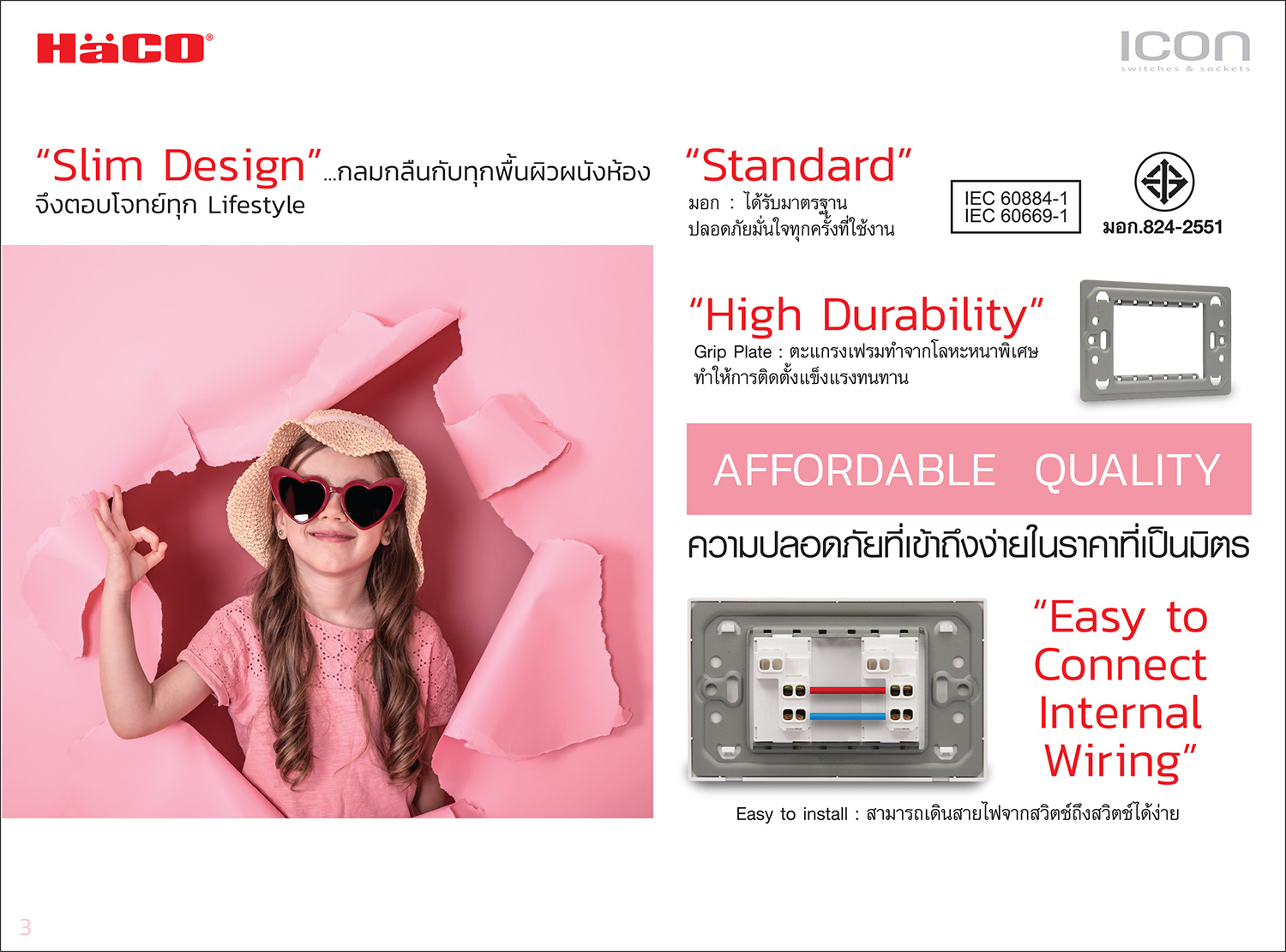HACO แผงหน้ากาก 3 ช่อง รุ่น IC-F003 - HacoElectric - ThaiPick