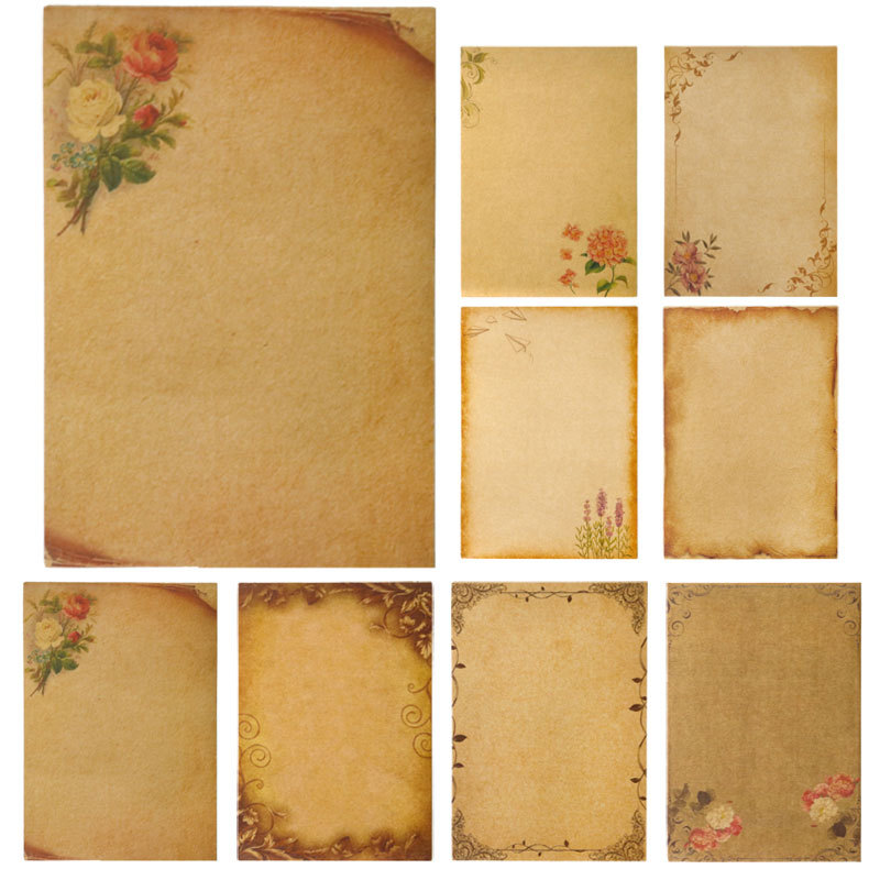 16pcs Vintage Writing Paper Old Parchment Design Kraft Paper for ...