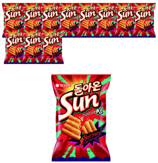 [Korean Snack] Orion Sun Chip Hot Spicy (12 Packs) with Multi-grain ...