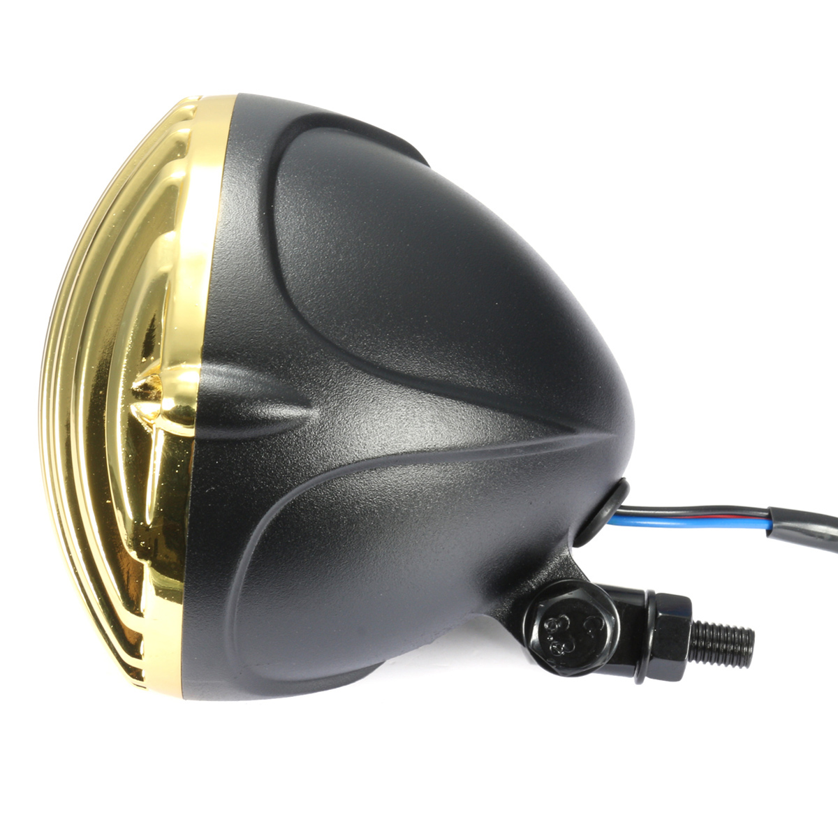 SCALLOPED BRASS HEADLIGHT MOTORCYCLE FINNED Motors GRILL LED 4 CHOPPER ...