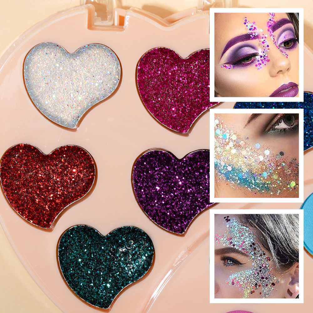 Heart Shaped Brown Eyeshadow Palette Set Matte Pearly Glitter Blush ...