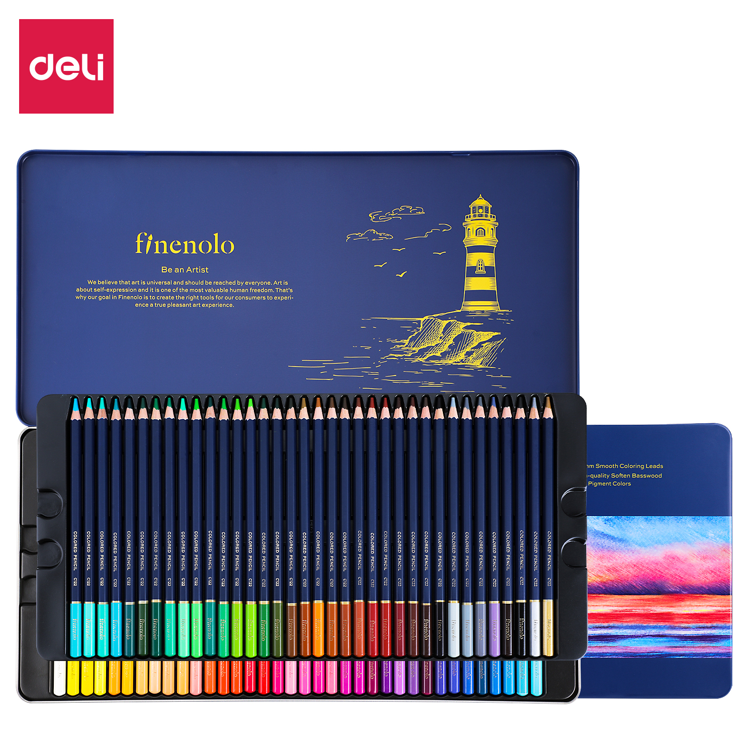 Deli Finenolo Oil-Based Colour Pencil Basswood Lead Pensel Warna (24/36 ...