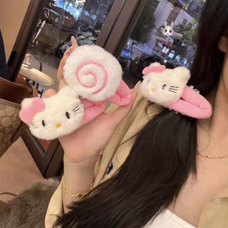 Hello Kitty Plush Hair Clip Sanrio KT Cat Hair Pin Headwear Bangs Side ...