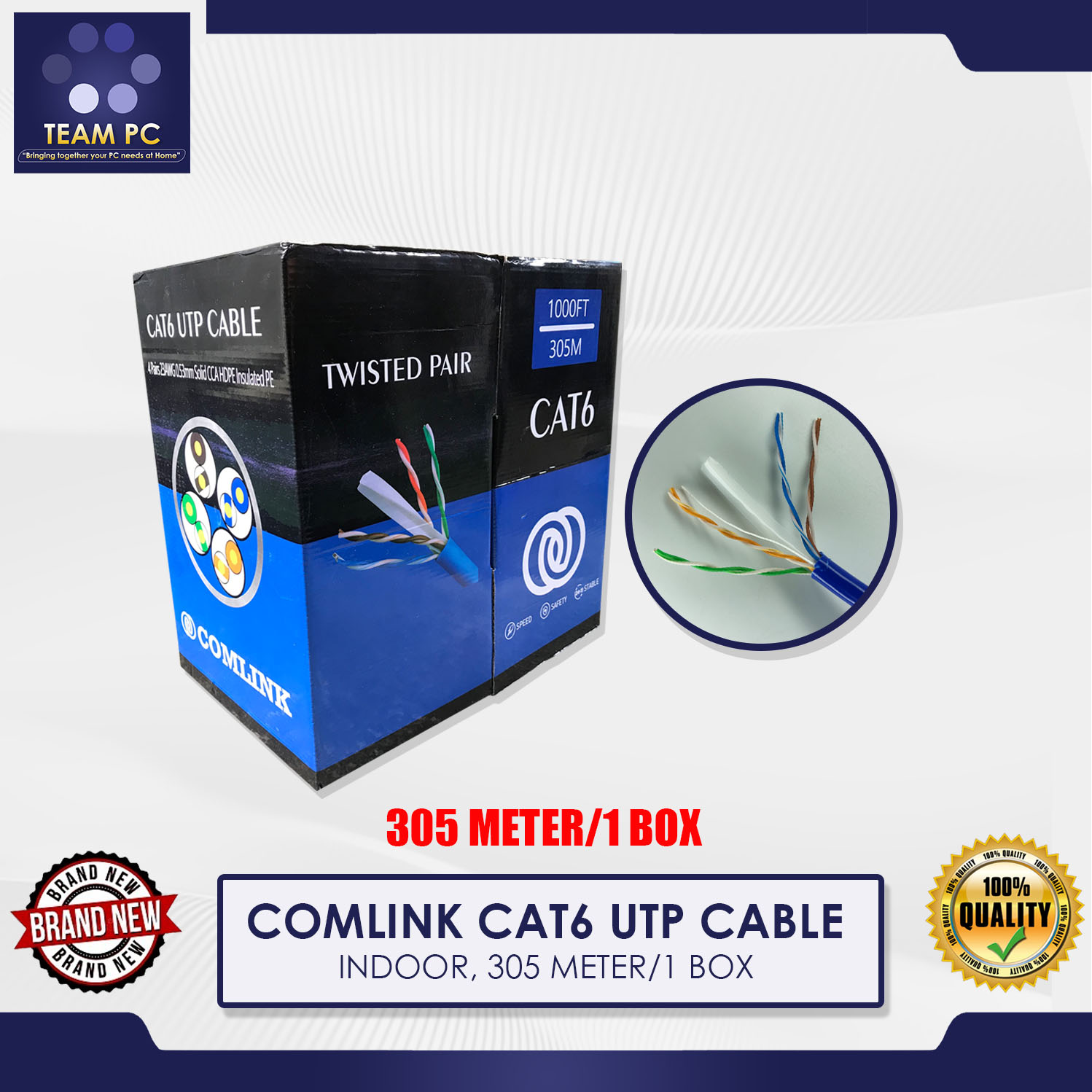 COMLINK CAT6 UTP CABLE, INDOOR, 305 METER/1 BOX | Lazada PH