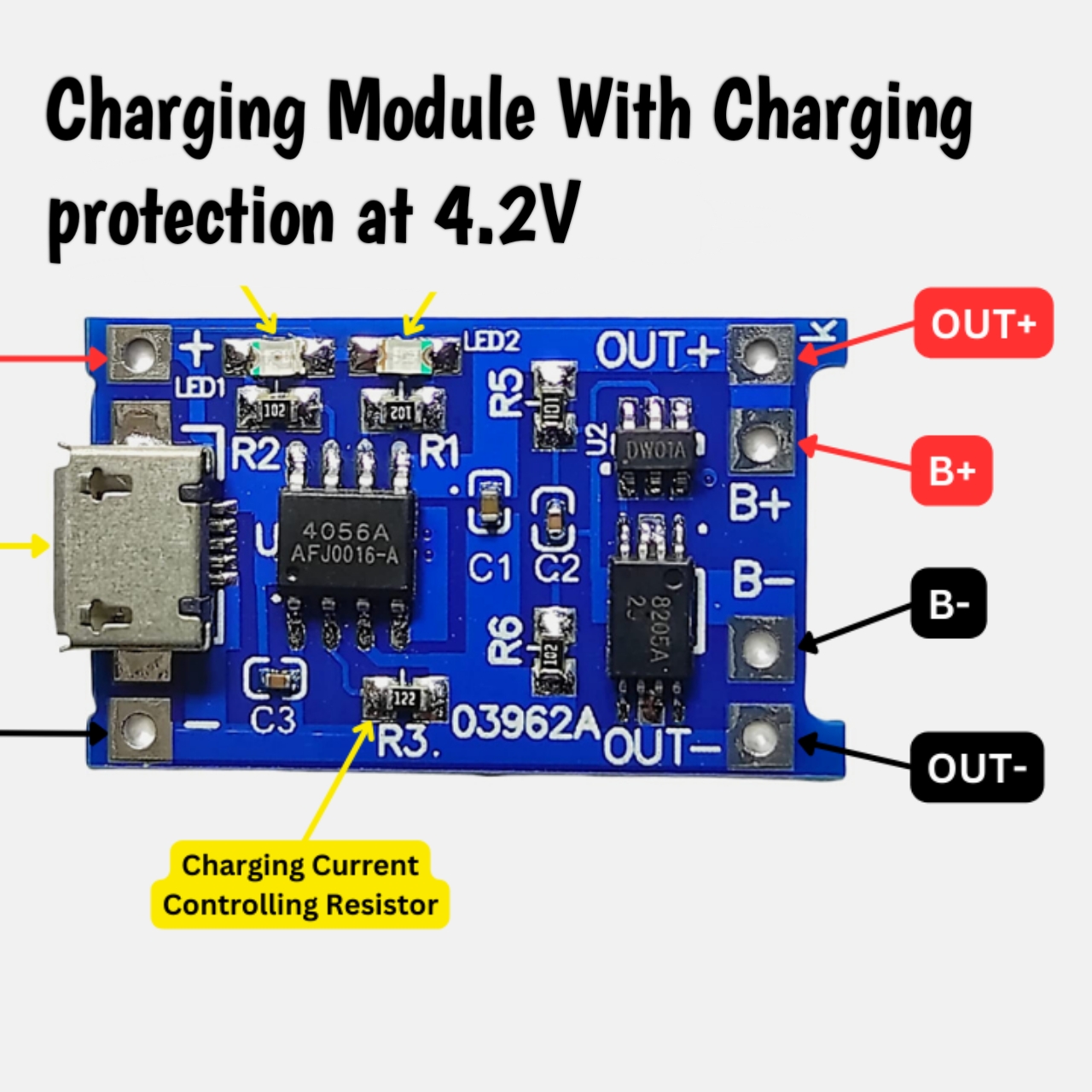 Battery charging module || AUTOMATICALLY CUTT OFF AT 4.2V || (MODULE NO ...