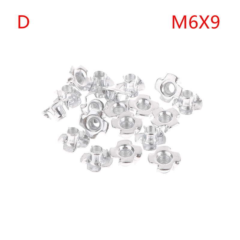 20pcs M3 M4 M5 M6 M8 M10 Zinc Plated Four Claws Nut Speaker T-nut Blind ...