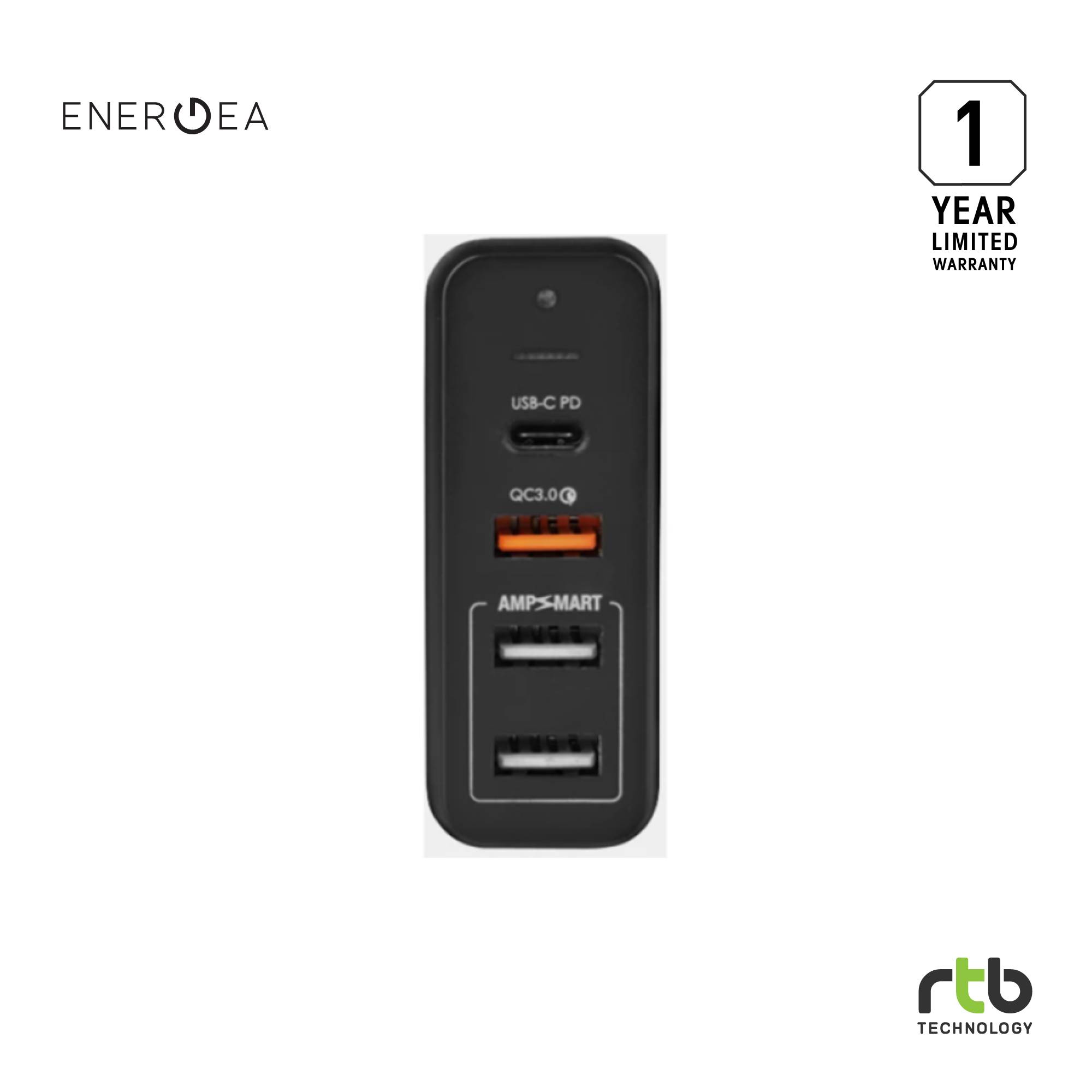 Energear พาวเวอร์ ฮับ รุ่น 4PD+, 75W (EU) - GUNMETAL | Lazada.co.th