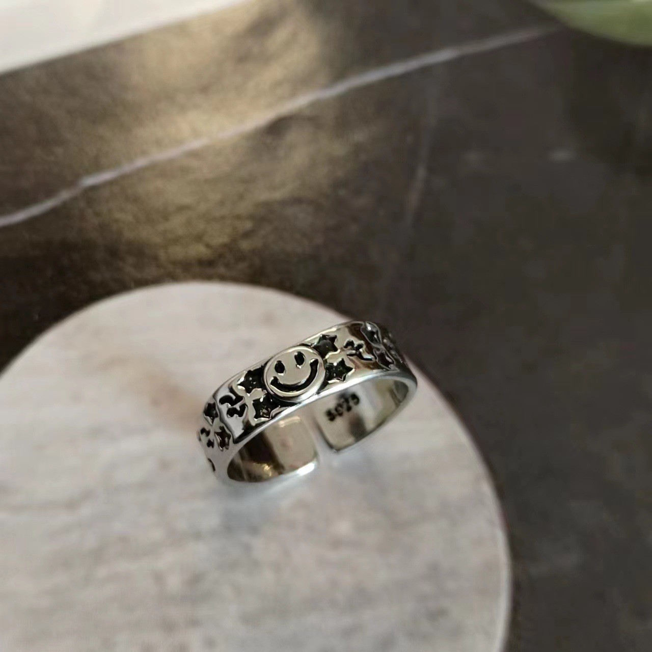 Irregular Design Sense Personality Retro Thai Silver Star Smile Index ...