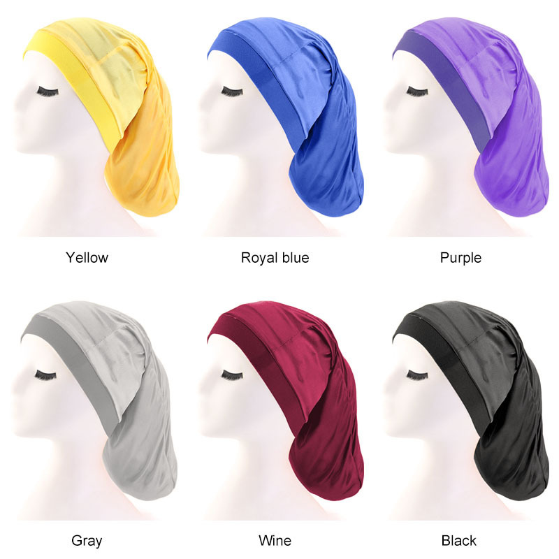 【AurolaCo MALL】(Please me color))Wide Hair Caps Elastic Band Satin ...