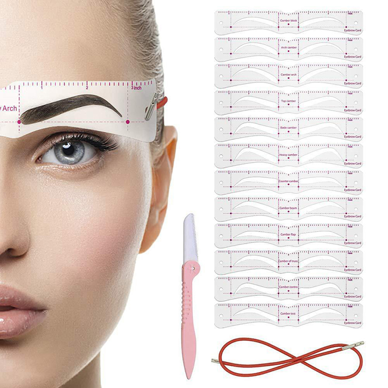 12 Pcs Reusable Eye Brow Drawing Guide Eyebrow Stencil Set Styling ...