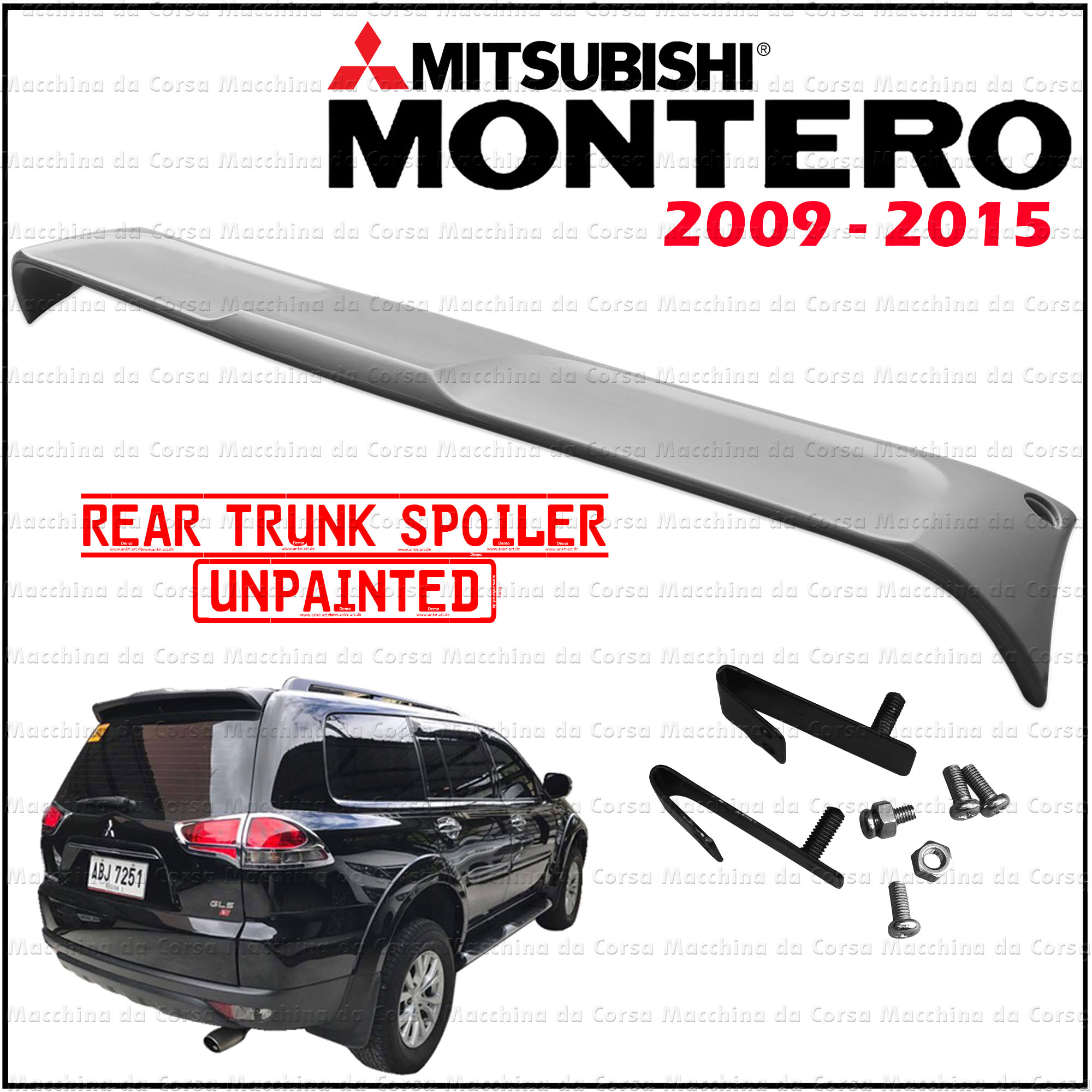 Mitsubishi Montero 2009-2015 GTV Clip Type Rear Trunk Spoiler ...
