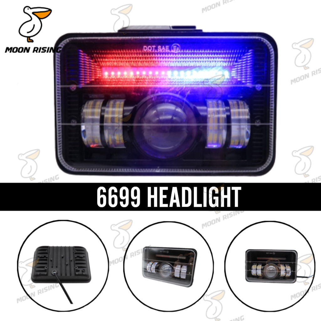 UNIVERSAL MODIFIED MOTORCYCLE LED HEADLIGHT WITH RED BLUE BLINKER LIGHT ...