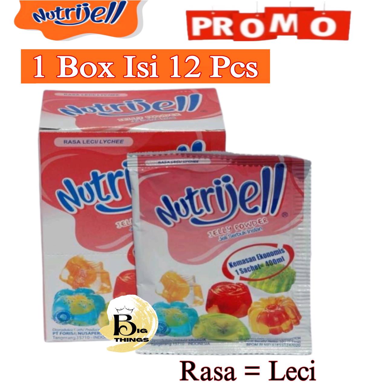 Nutrijell Agar Jelly Instan 10gr Rasa Leci Lychee Kemasan Box Isi 12 ...
