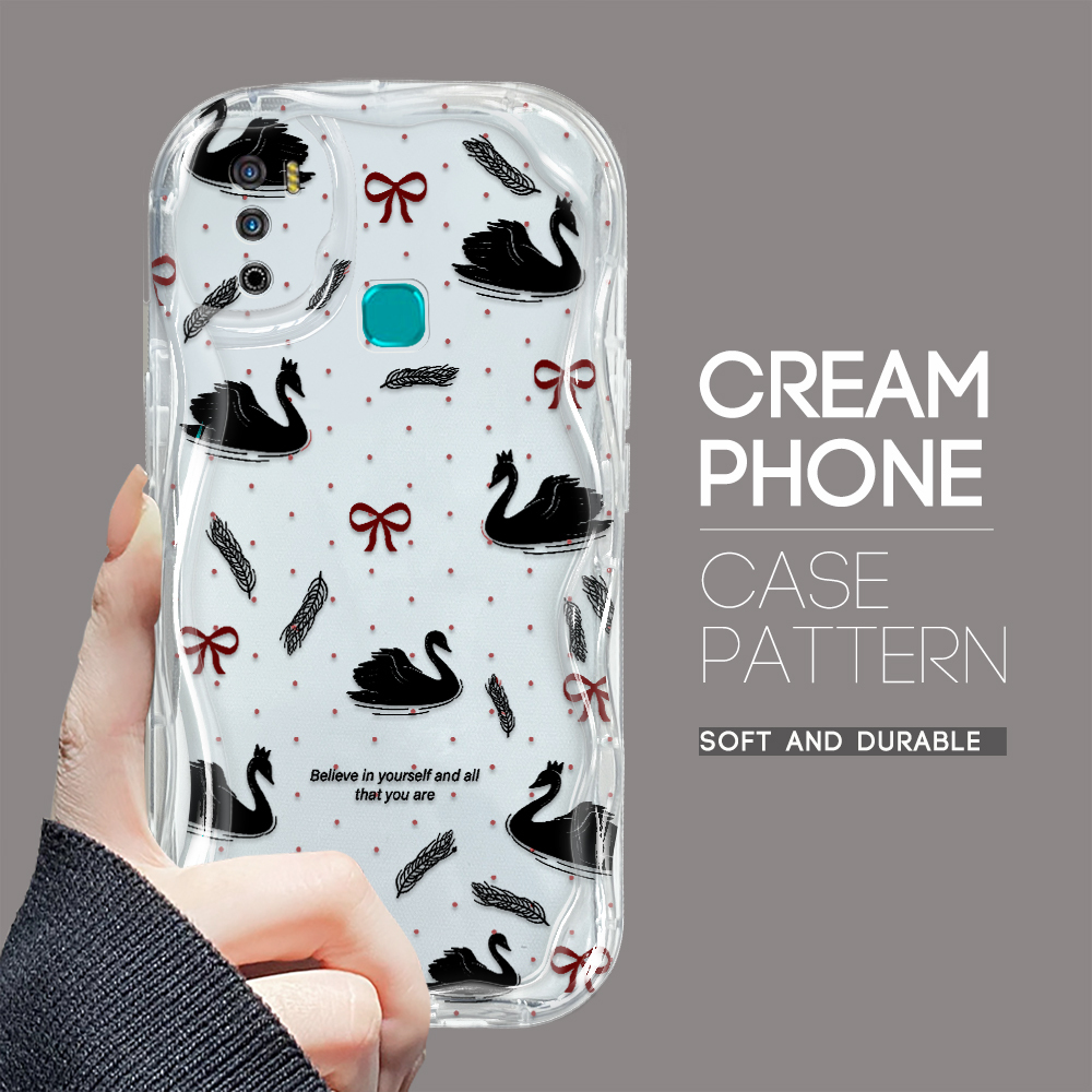 YYDS for Infinix Hot 9 Play Back Cover Black Swan Case Cream Texture ...
