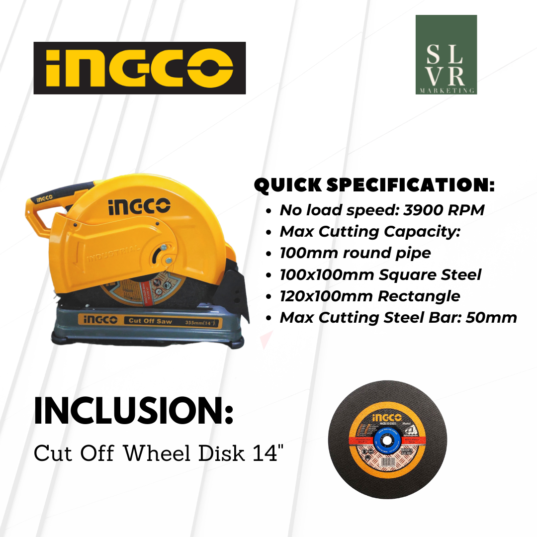 INGCO Cut Off Machine size 14" 2200W Industrial Grade Cut Off Saw Chop ...